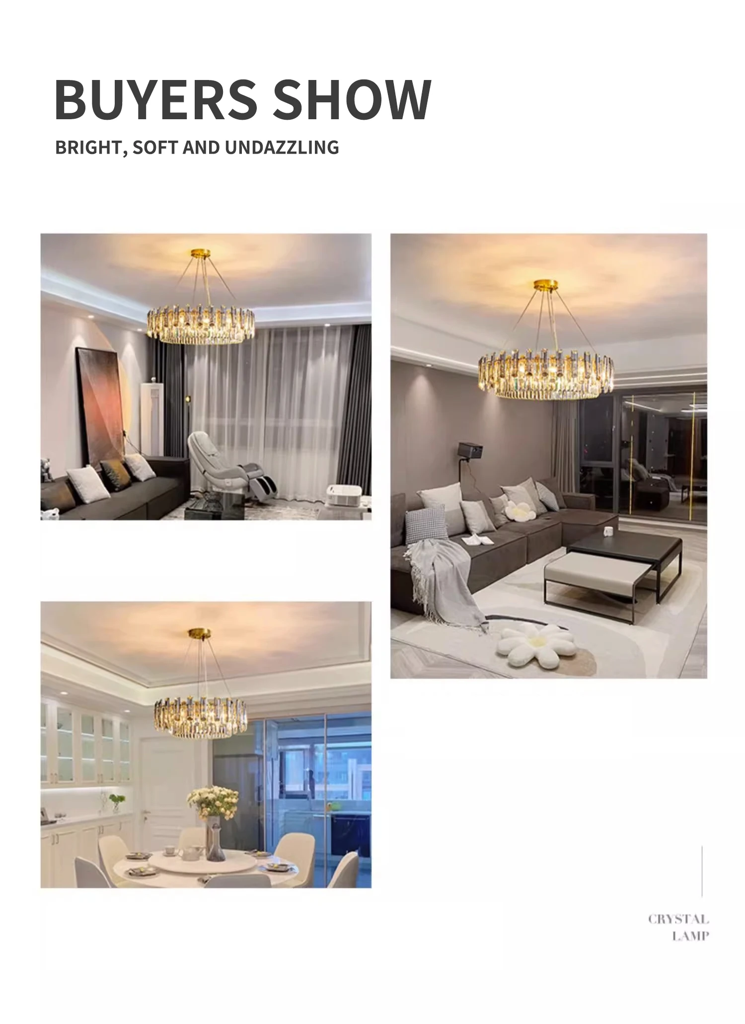 Luxury Gold Round Raindrop Chandelier - 3 Color Temperatures