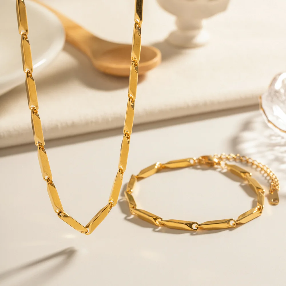 Lateefah OEM 18K Gold Plated Angled Melon Seed Chain Jewelry Never ...