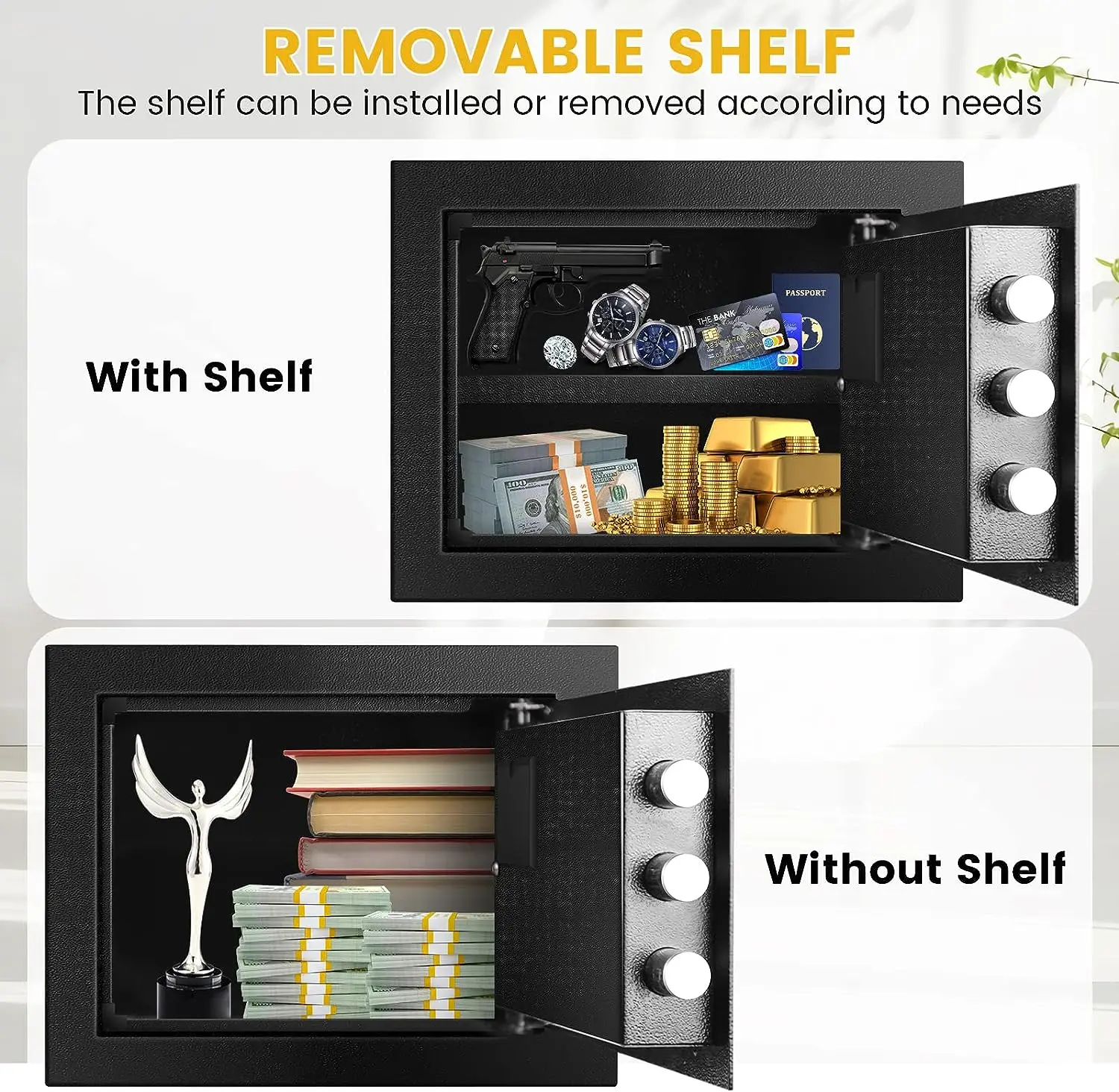 Golden Color Digital Lock Small Mini Size Safe Box Clear Display Open ...