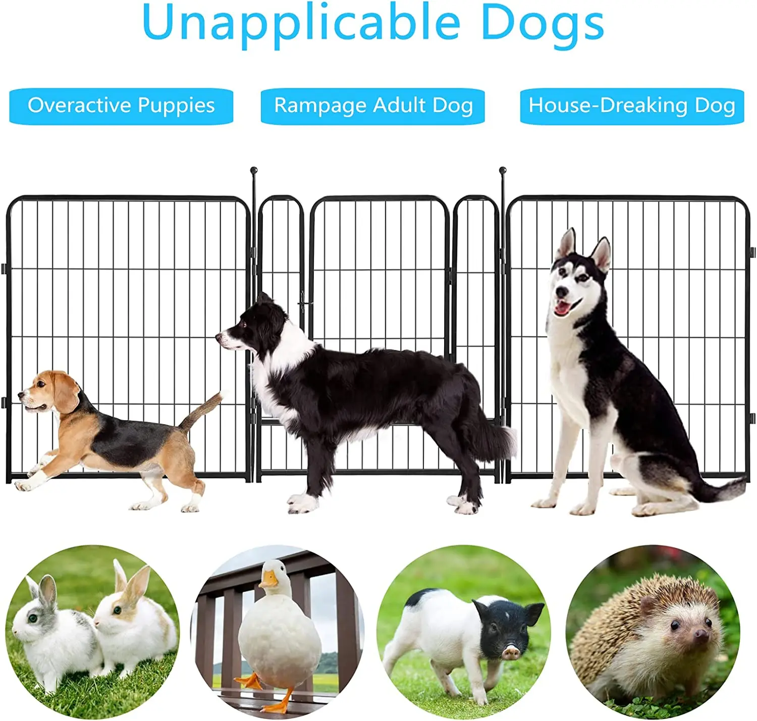 Heavy Duty Black Metal Wire 8 Sided Enclosure Dog Training Pen Dog ...