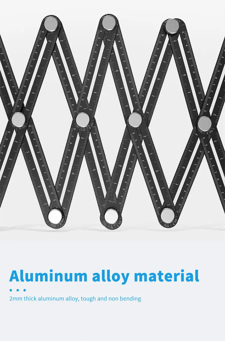 Adjustable Six Fold Ruler - Multiple Opening Tile Locator