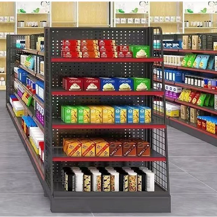 Heavy Duty Metallic Double Sided Store Display Racks Gondola Shelving ...