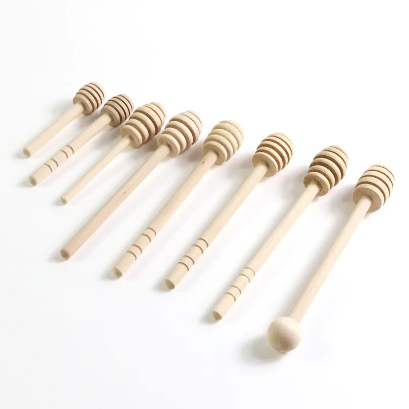 Natural Solid Wood Honey Dipper Honey Dispenser Spoon Stick Honey ...