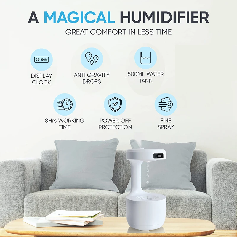 New Trends Anti Gravity Cool Mist Humidifier Water Drop Humidifier With ...