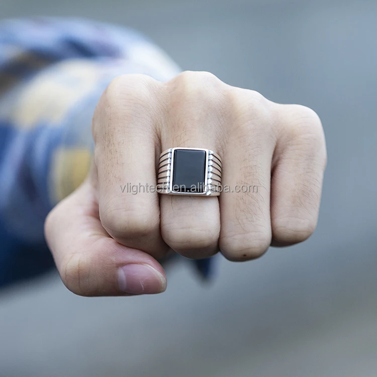 Sliver Hand Ring 925 Sterling Silver for Men Vintage Natural Agate ...