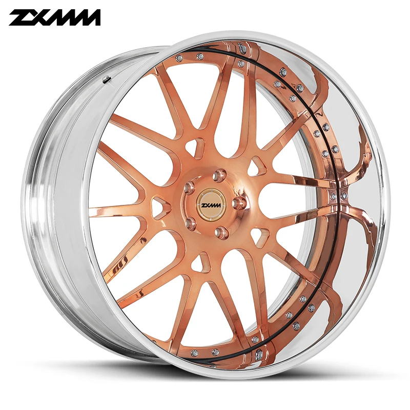 Custom Any Sizes Alloy Gold Wheel Rims 2-Pieces 17 18 19 20 21 22 Inch ...