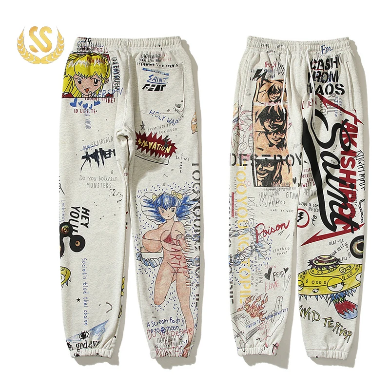 custom graffiti sweatpants 100% cotton french terry full print ...