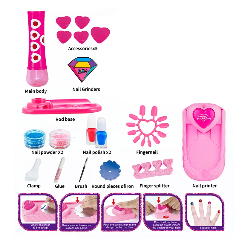 Diy Nail Art Studio Toy Fashion Set Nail Party Kit Make Up Toys For ...