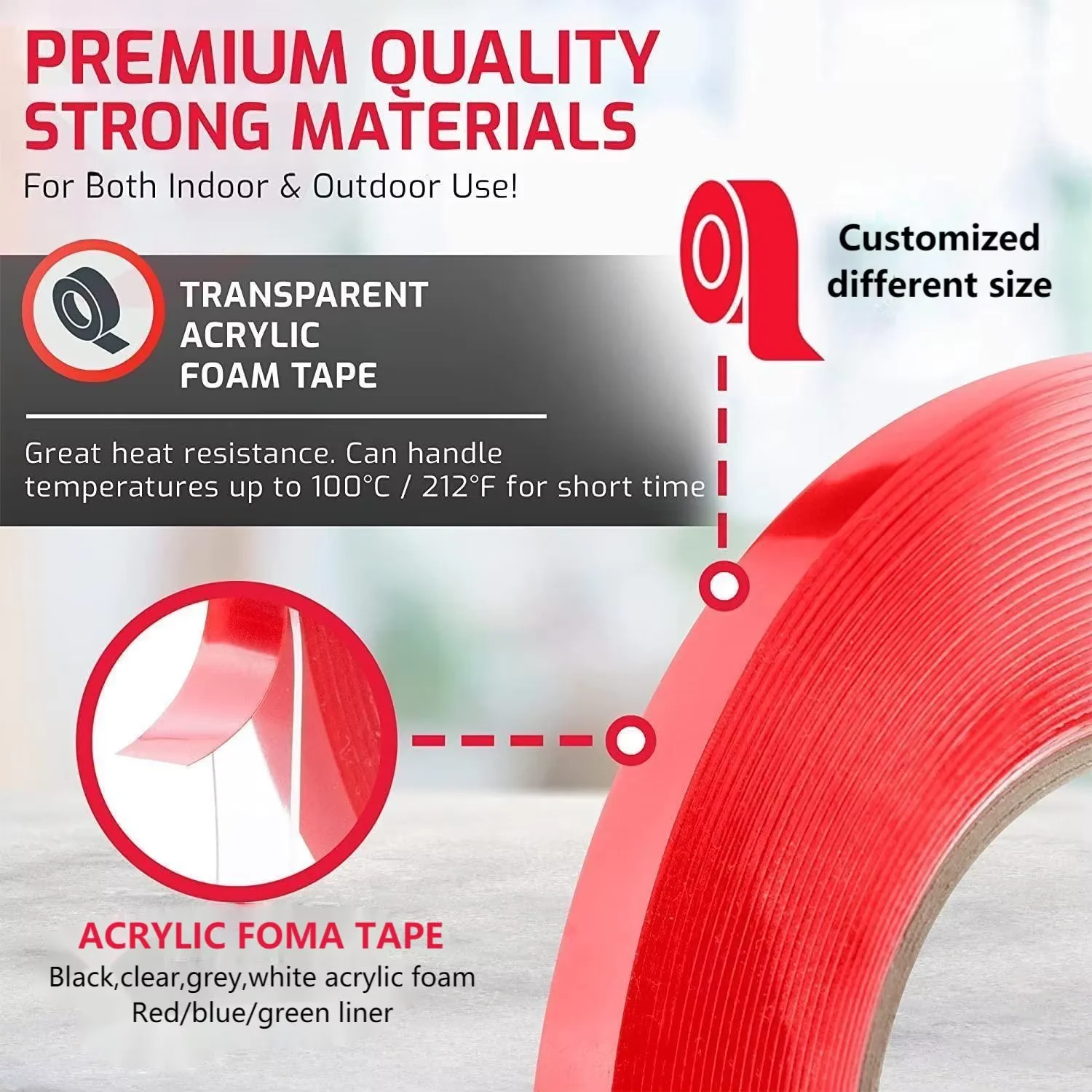 Transparent Red Film High Viscosity Double sided Acrylic Tape| Alibaba.com