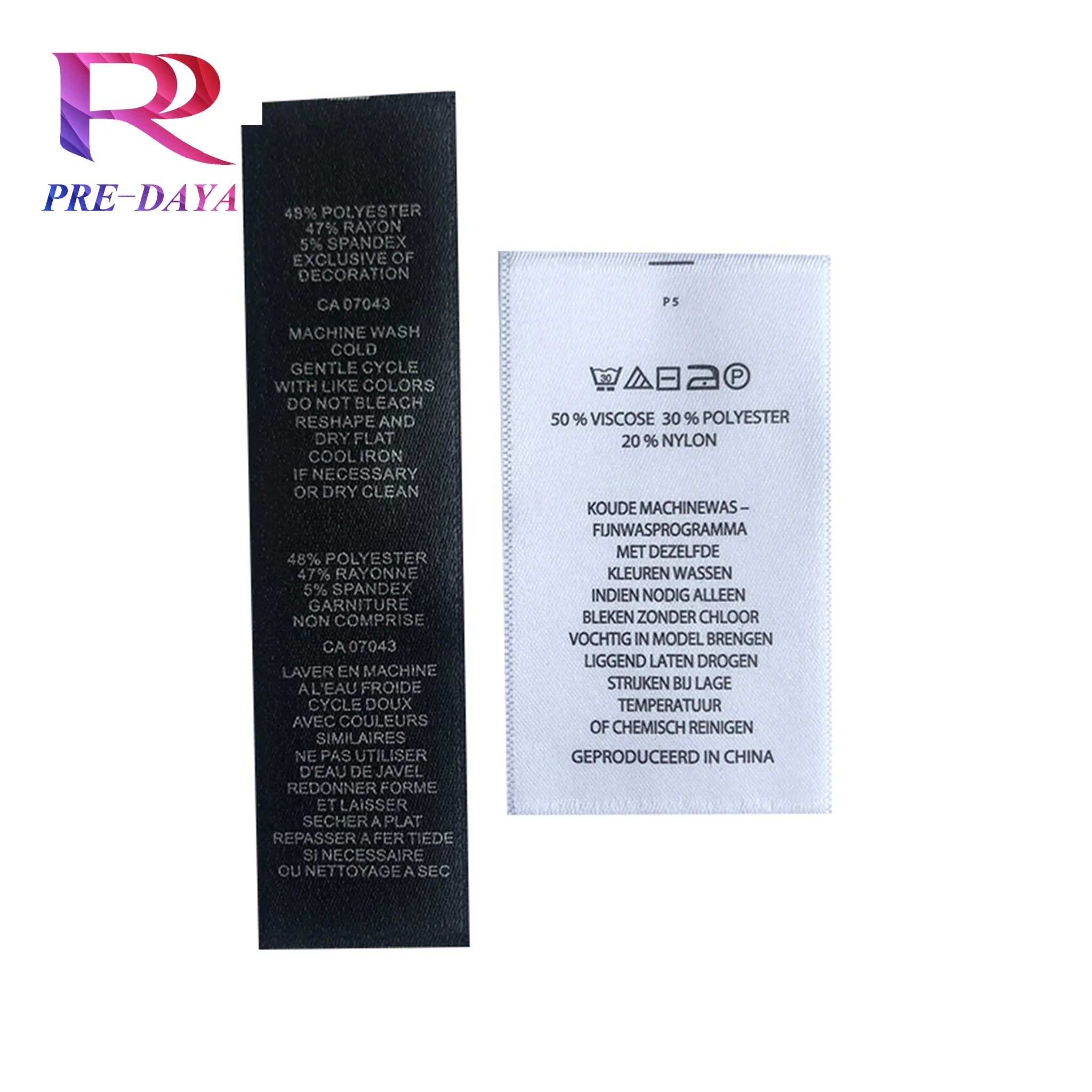 Custom Printed Washing Labels Clothing Garment White Soft Cotton Ribbon ...