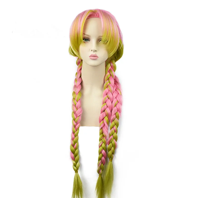 Demon Slayer Kanroji Mitsuri Cosplay Ombre Synthetic Wigs Long Gradient ...