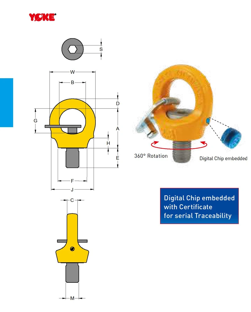 Industrial Safety Fasteners Wire Rope Accessory Yellow Rotate Lifting ...