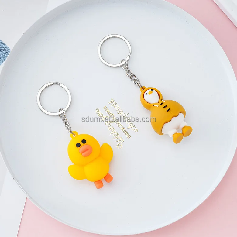 Cute Little Yellow Duck Keychain Custom Kawaii Soft Pvc Silicon ...
