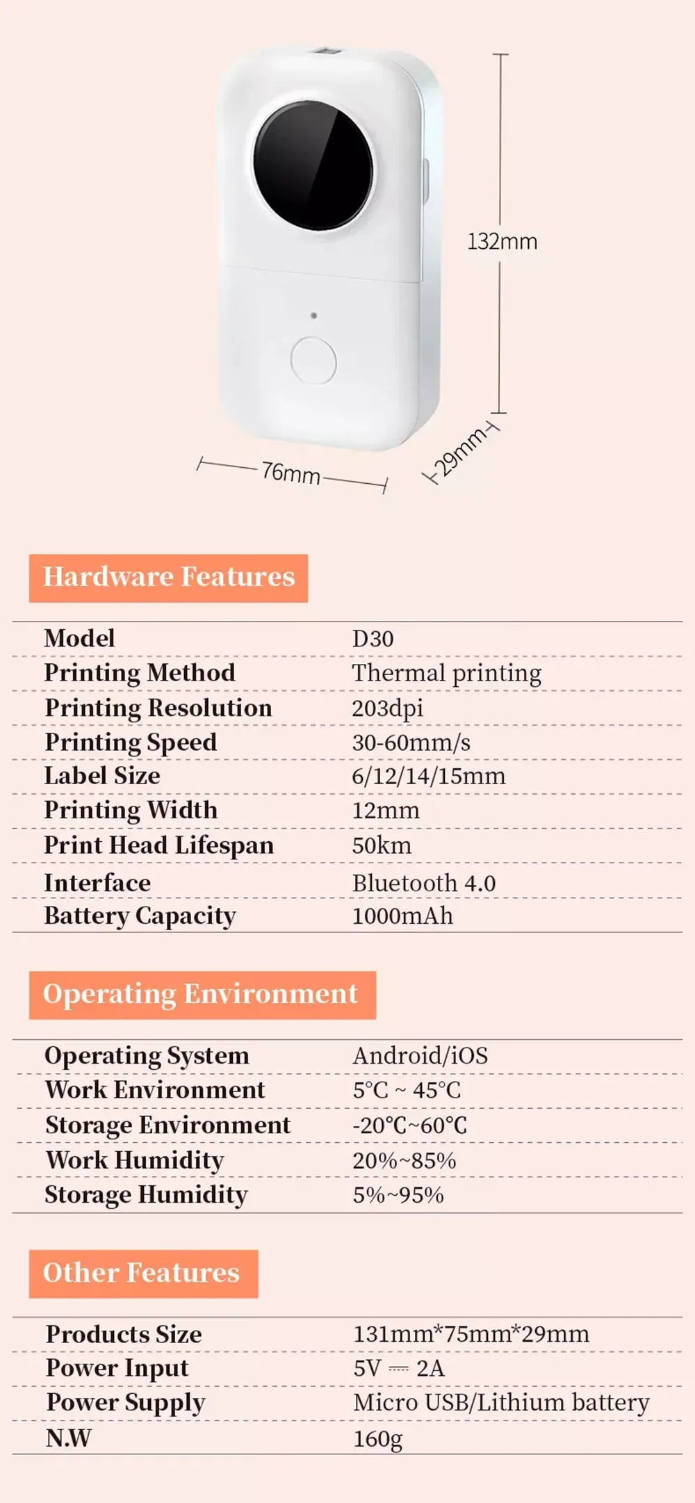 Phomemo 12mm Mini Thermal Label Printer Cable Label Maker Machine for ...