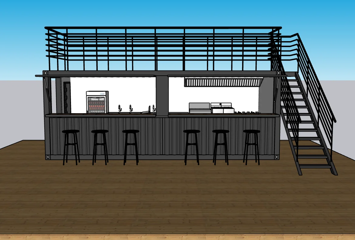 Shipping Container Bar - Fast Food Kiosk & Coffee Cafe