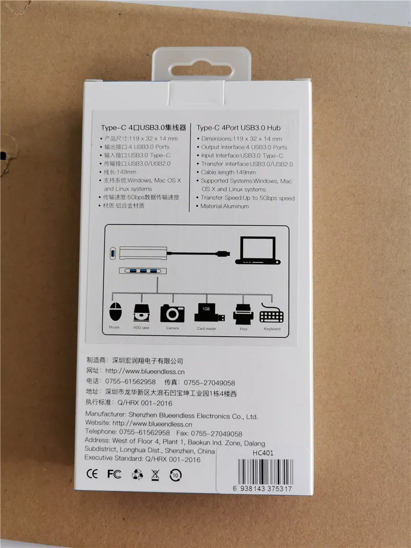 Blueendless Usb C Hub 4-in-1 Multiport Adapter Dock With 4k Output Usb ...