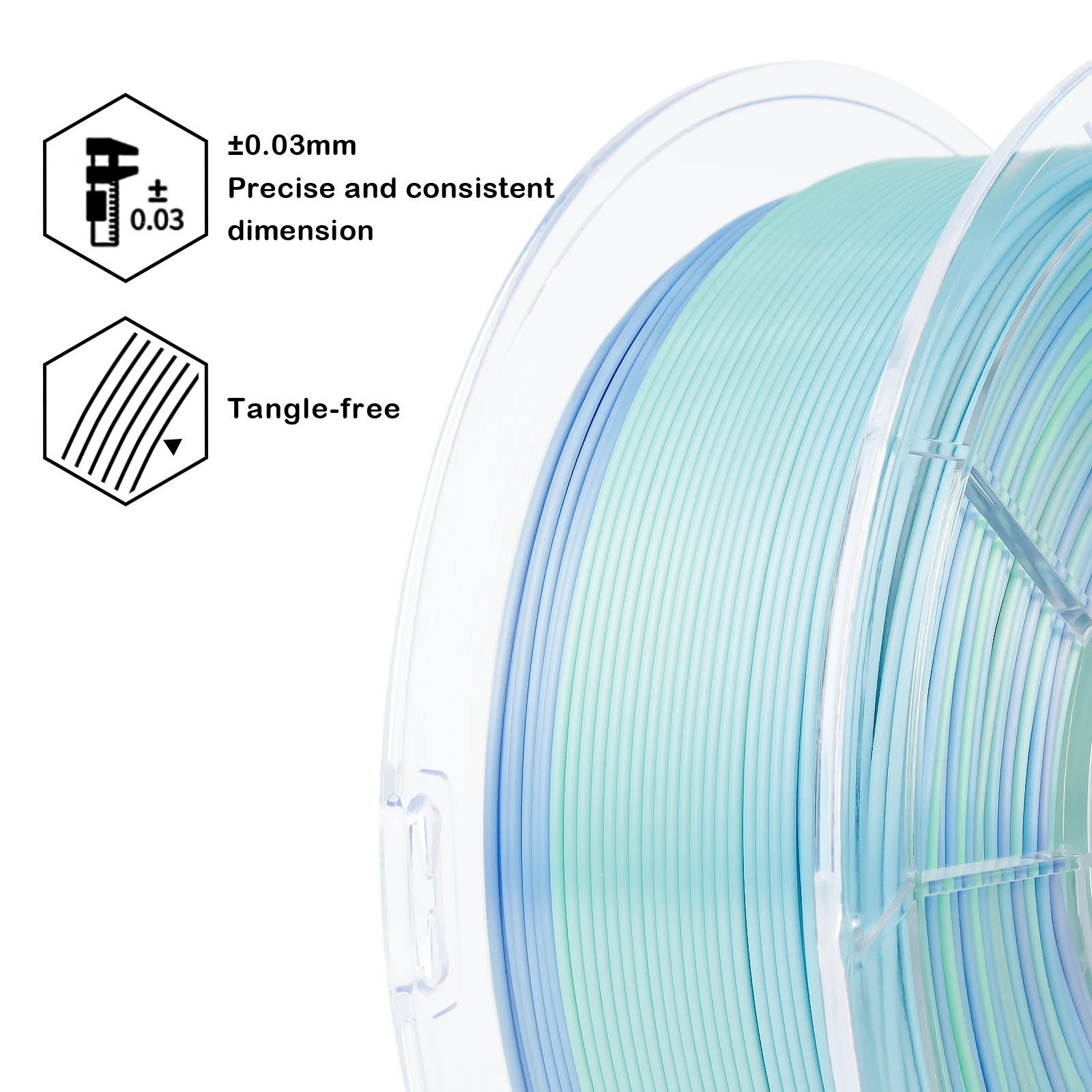 Rainbow 3d Printer Filament ZIRO Tri-color 1.0kg 0.25kg Pack Multi ...