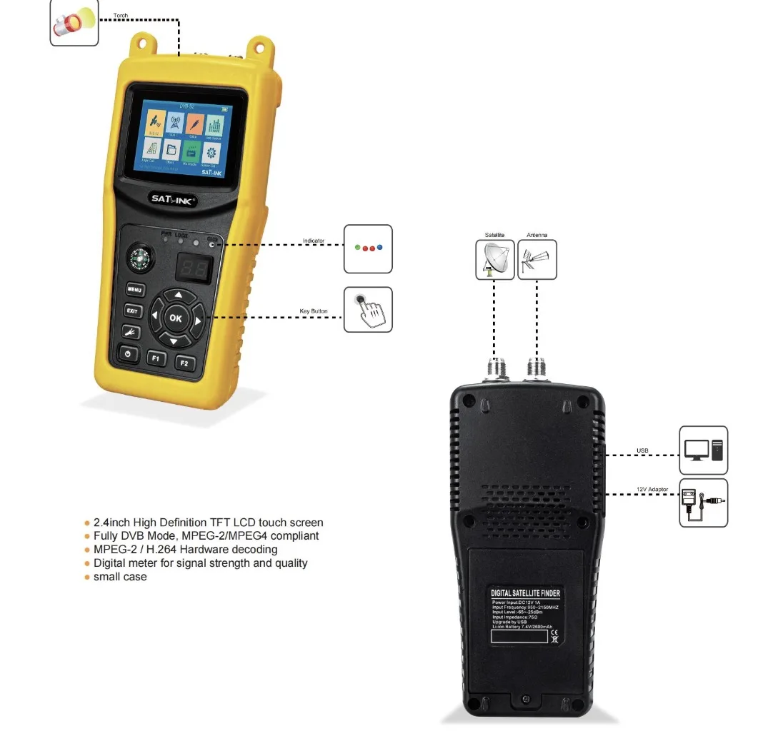 ST5030 Satlink H.264 Decoder - HD Digital TV Signal Test Meter