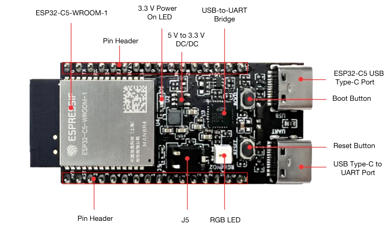 Esp32-c5-devkitc-1 - 8 MB Flash, 4 MB PSRAM, Wi-Fi & Zigbee