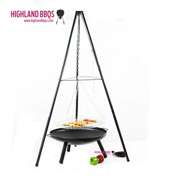 Camping Tripod Hanging Bbq Grills Hanging Fire Pit Height Adjustable ...