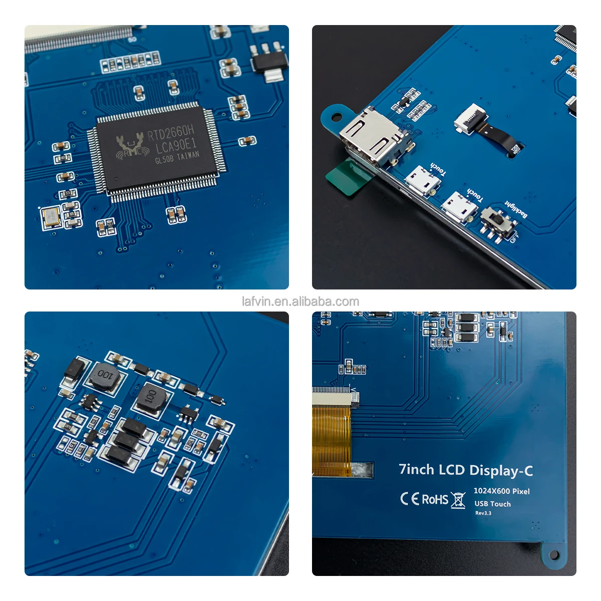 7 Inch Ips Lcd Touch Screen Display Panel 1024*600 Capacitive Screen ...