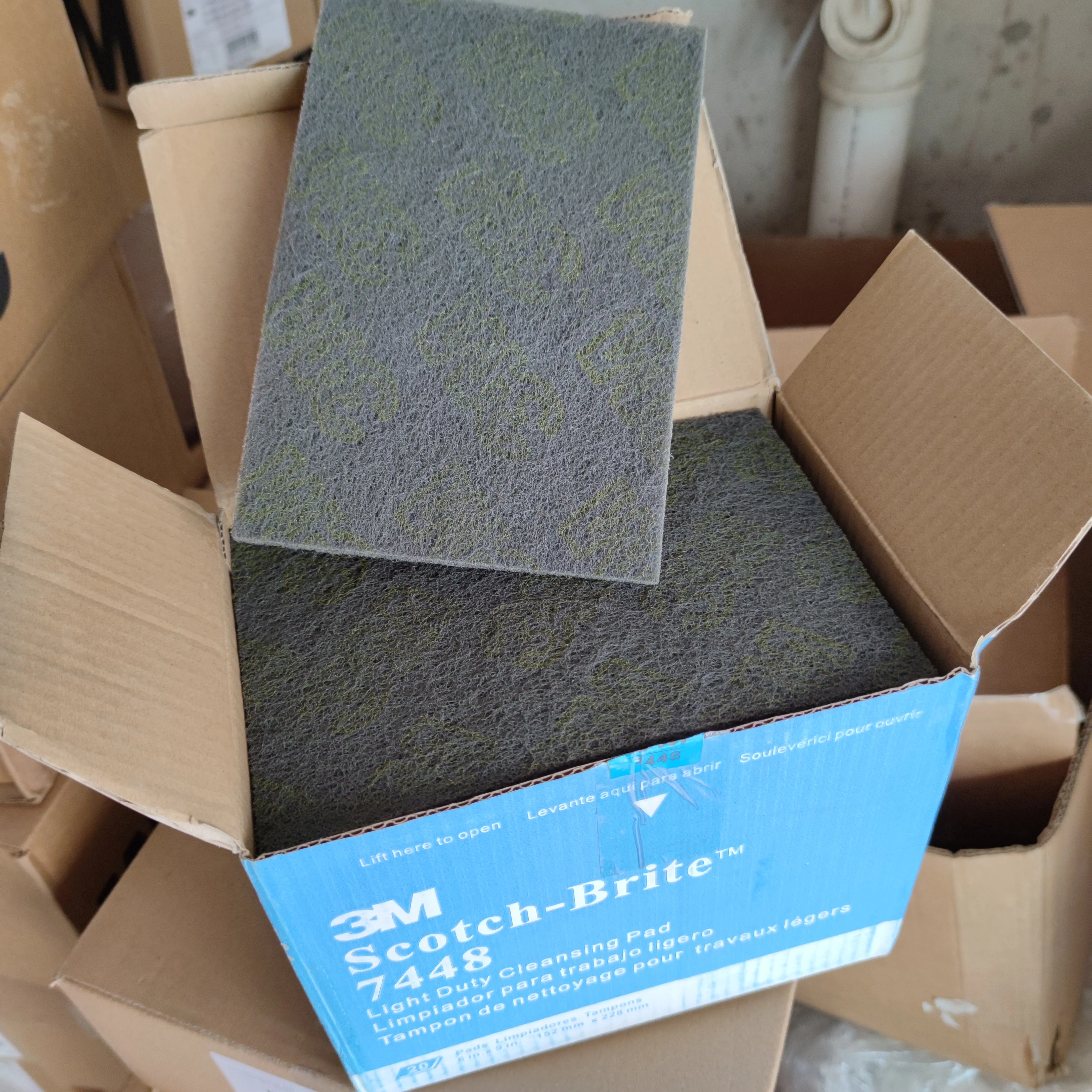 3M 7448 Scotch Brite Scouring Pad Ultra Fine 6*9 Inch Gray Hand Pad for polishing and grinding ...