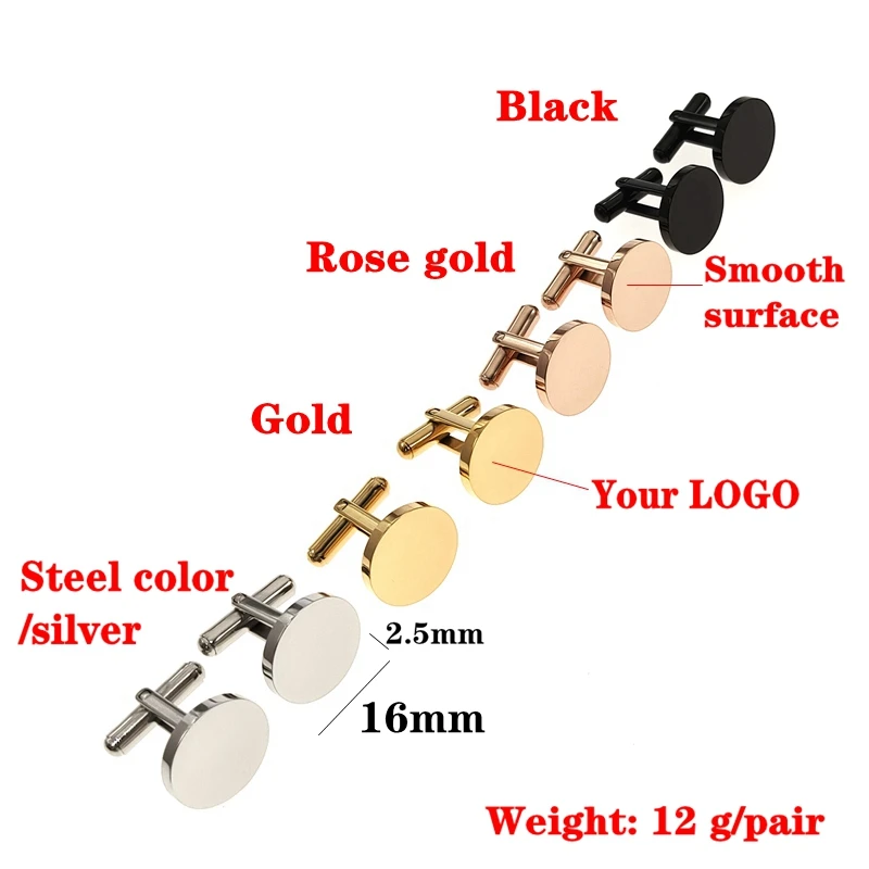 Custom Logo Cufflink Gold Plated Stainless Steel Jewelry