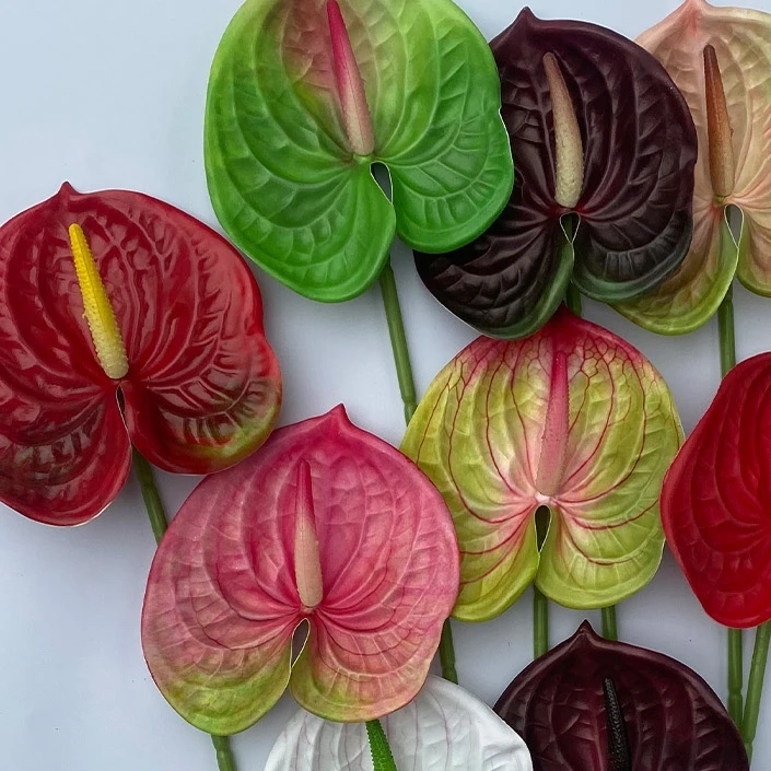 Wholesale Artificial 3D Print Anthurium Flowers Latex Real Touch for ...