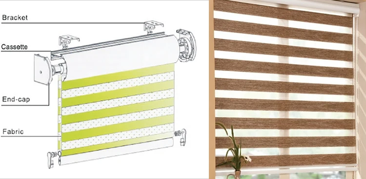 Motorized Twins Dual Zebra Blind Combi Zebra Roller Curtain Electric ...