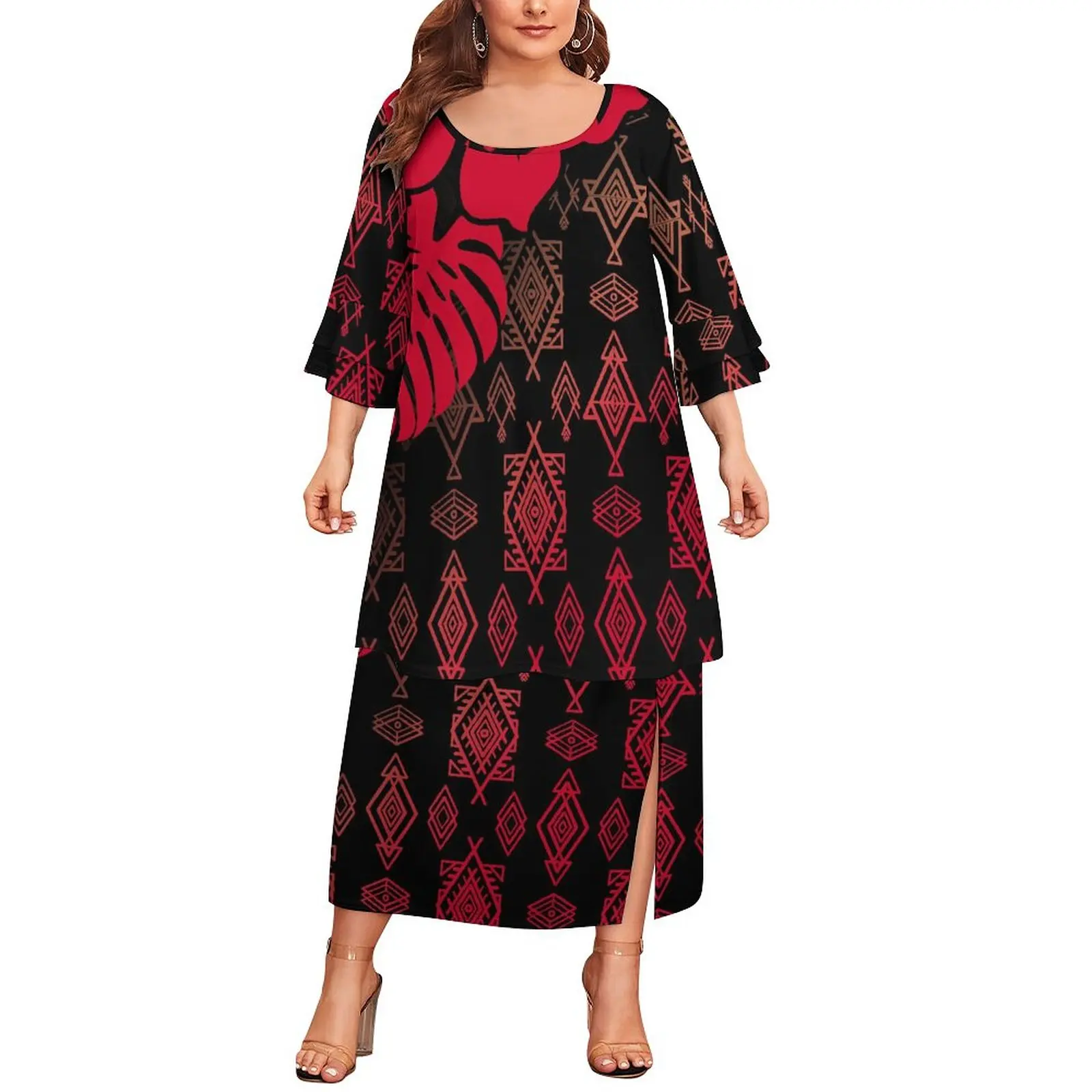 New Design Hawaii Polynesian Puletasi Plus Size Dress Skirts Sets Top ...