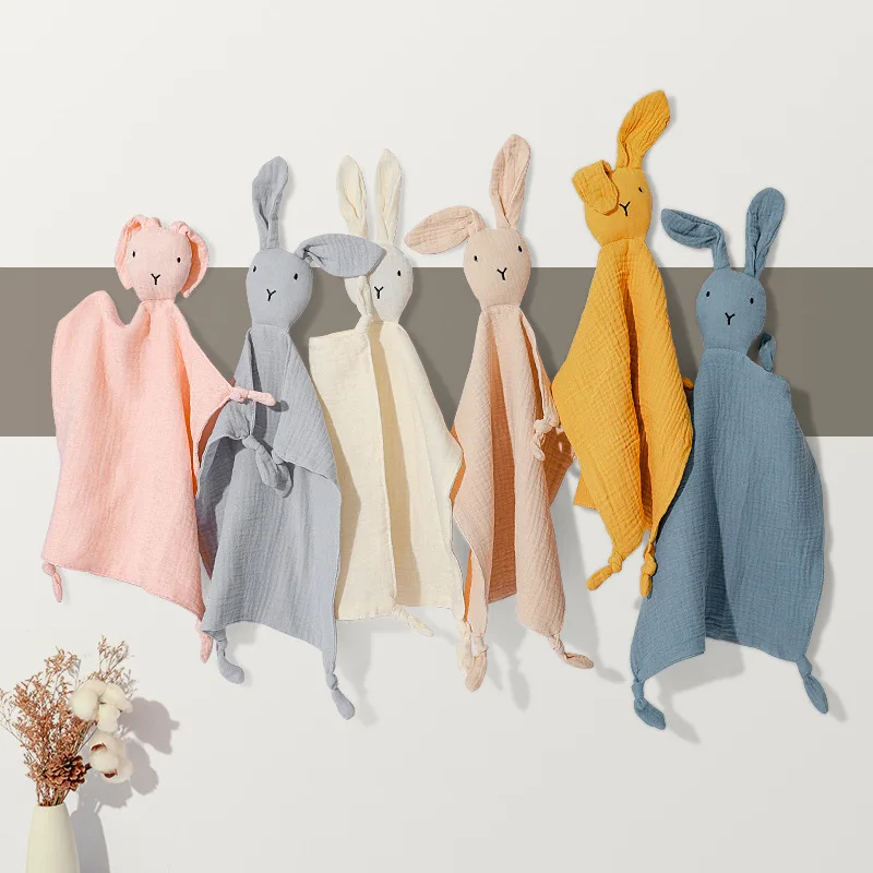 Lovely muslin rabbit baby comforter security blanket Organic Cotton ...
