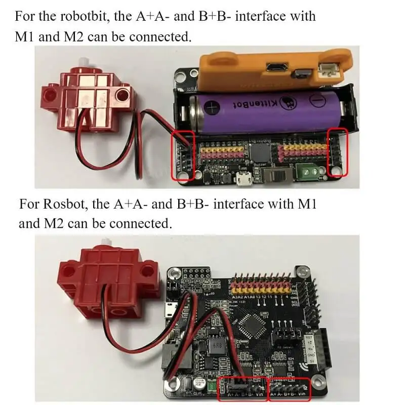 2 Wire 360 Degree Red DC Motor Servo for Microbit/Raspberry Pi with ...