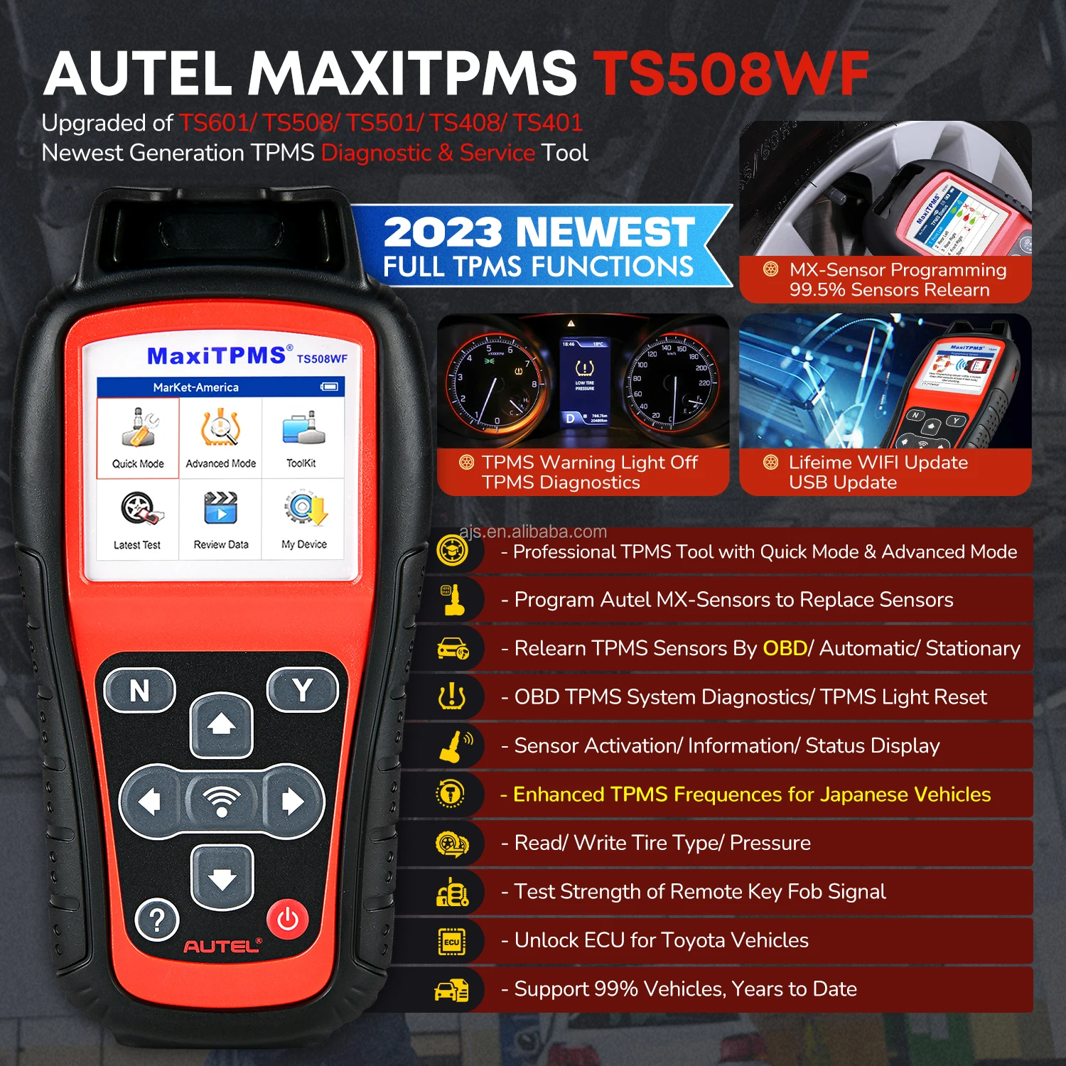 Autel Maxitpms Ts508wf Maxitpms Ts608 Obd2 Scanner Diagnostic Tools ...