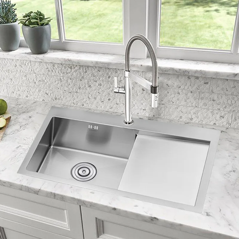 Undermount Single Bowl Sinks With Drainboard Platform Kitchen Hand Made ...