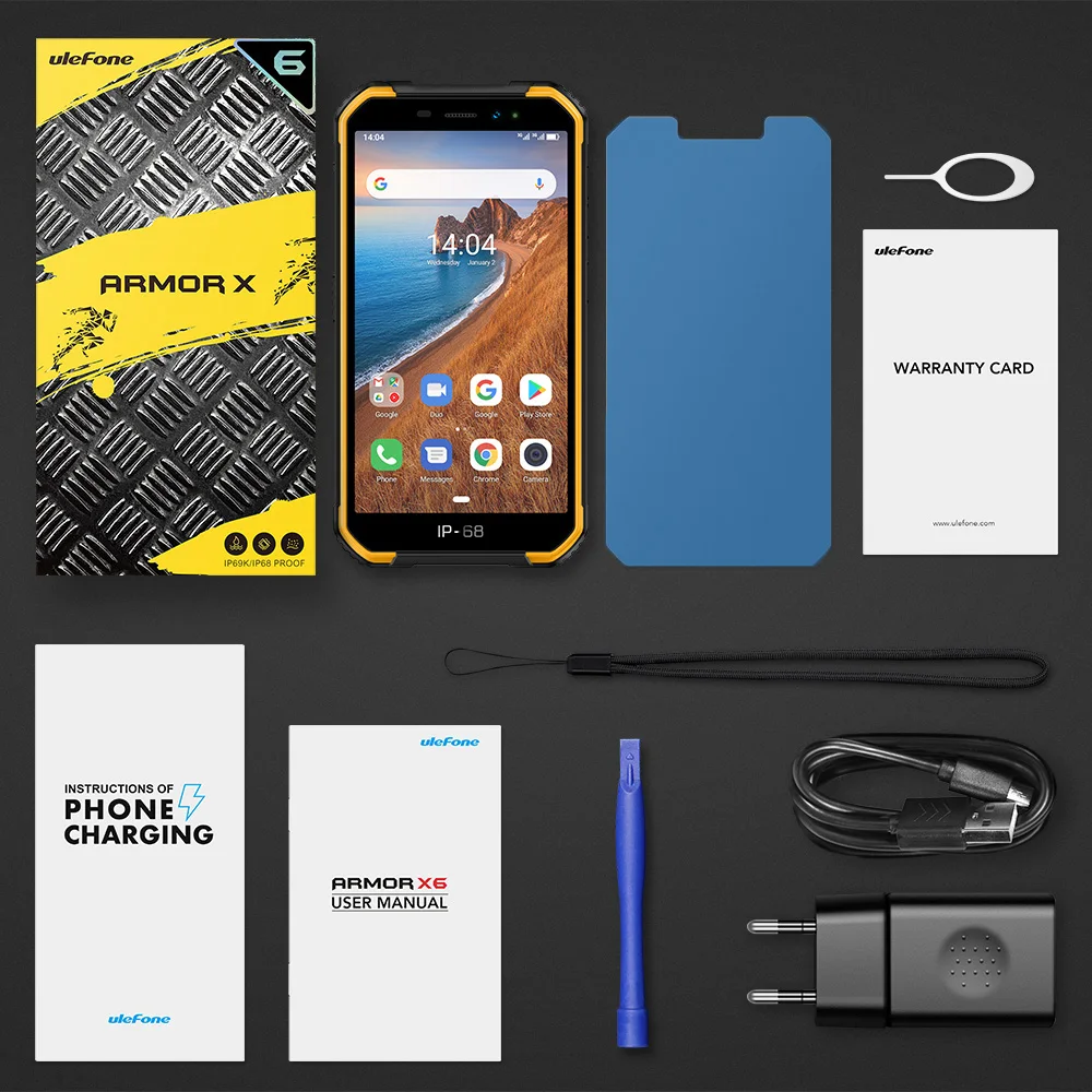 Outdoor Rugged Smartphone Ulefone Armor X6 Ip68 Mt6580 Android 9.0 Cell ...