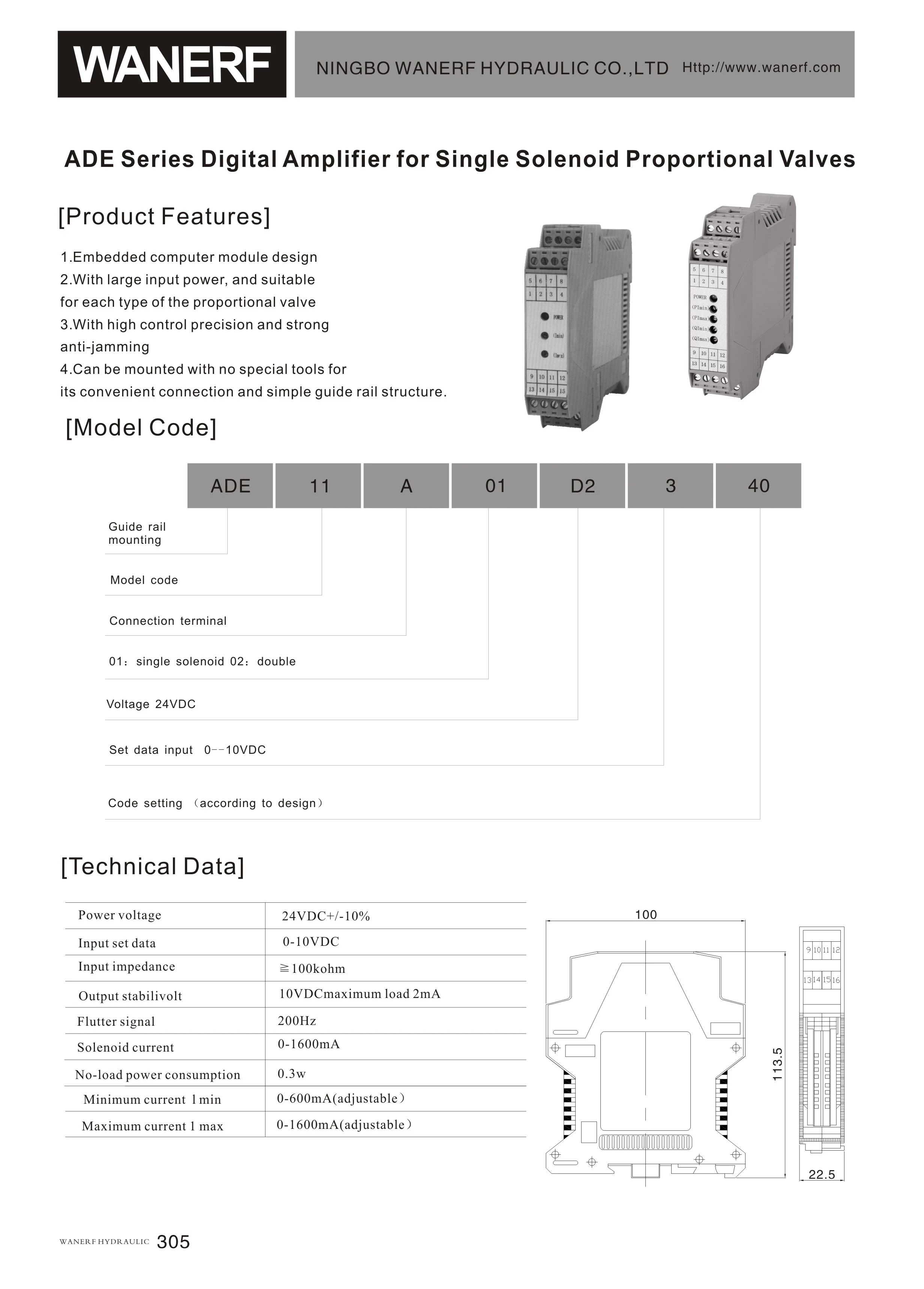 用于单电磁比例阀的WANERF比例放大器ADE-12A-01系列数字放大器| Alibaba.com