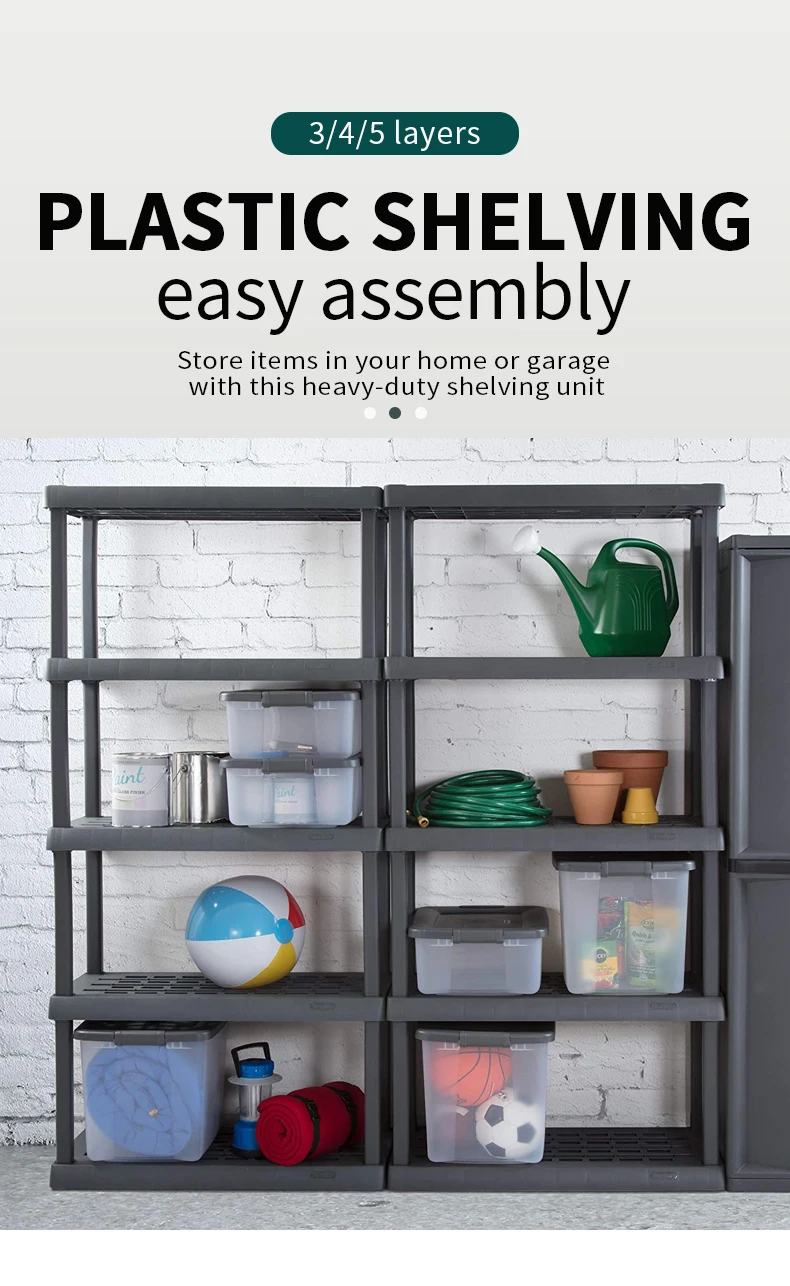 Garage Stackable Boltless Plastic Storage Shelf Industrial Display ...