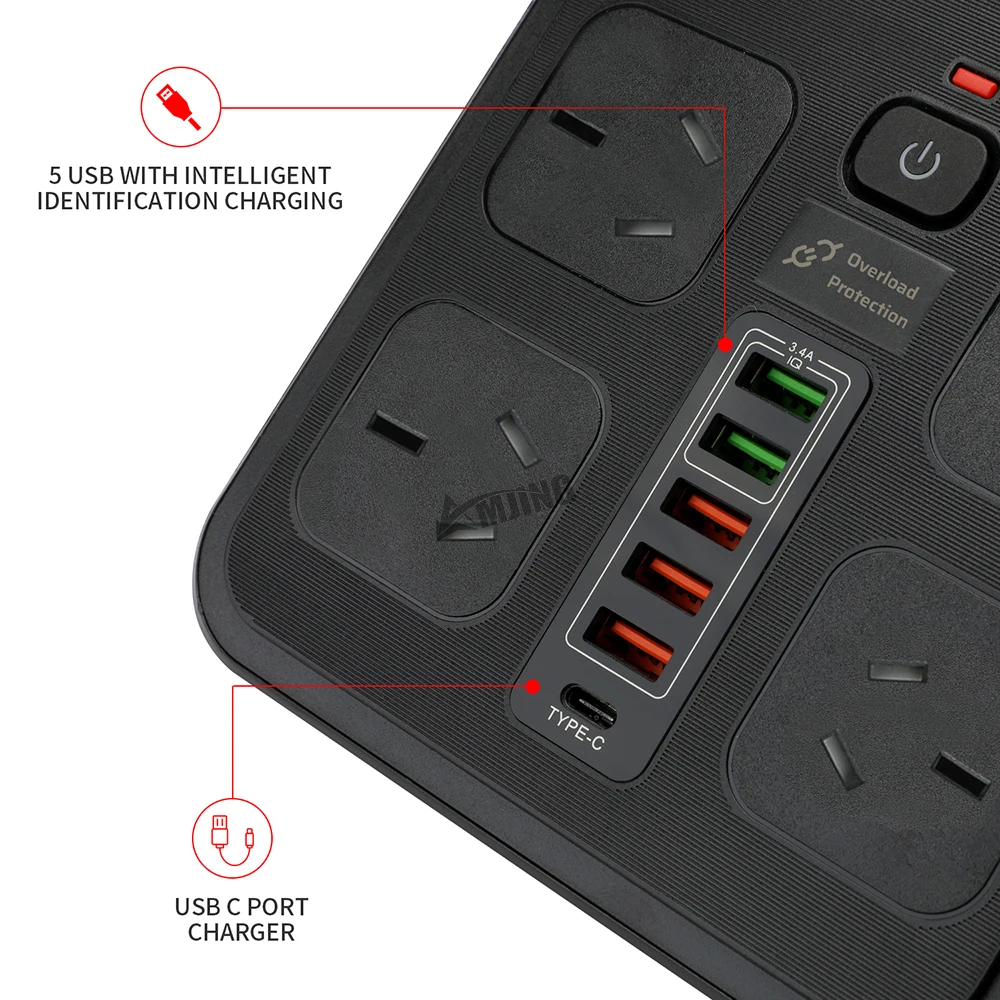 New Hot Selling Type-c Charging Overload Protection 4 Universal Hole 6usb Port Plug Socket - Buy ...