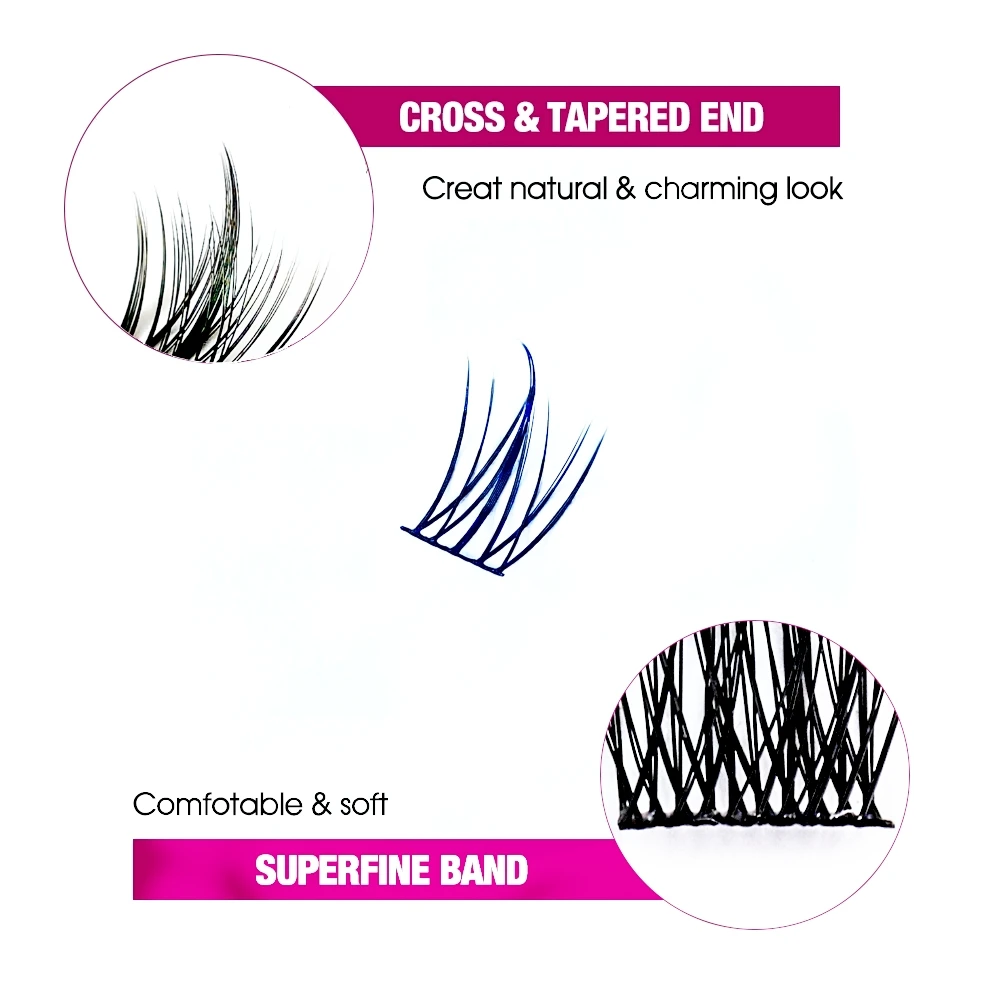 DIY Clusters Eyelash Extension 12-rows Dovetail Segmented Lashes 100 ...