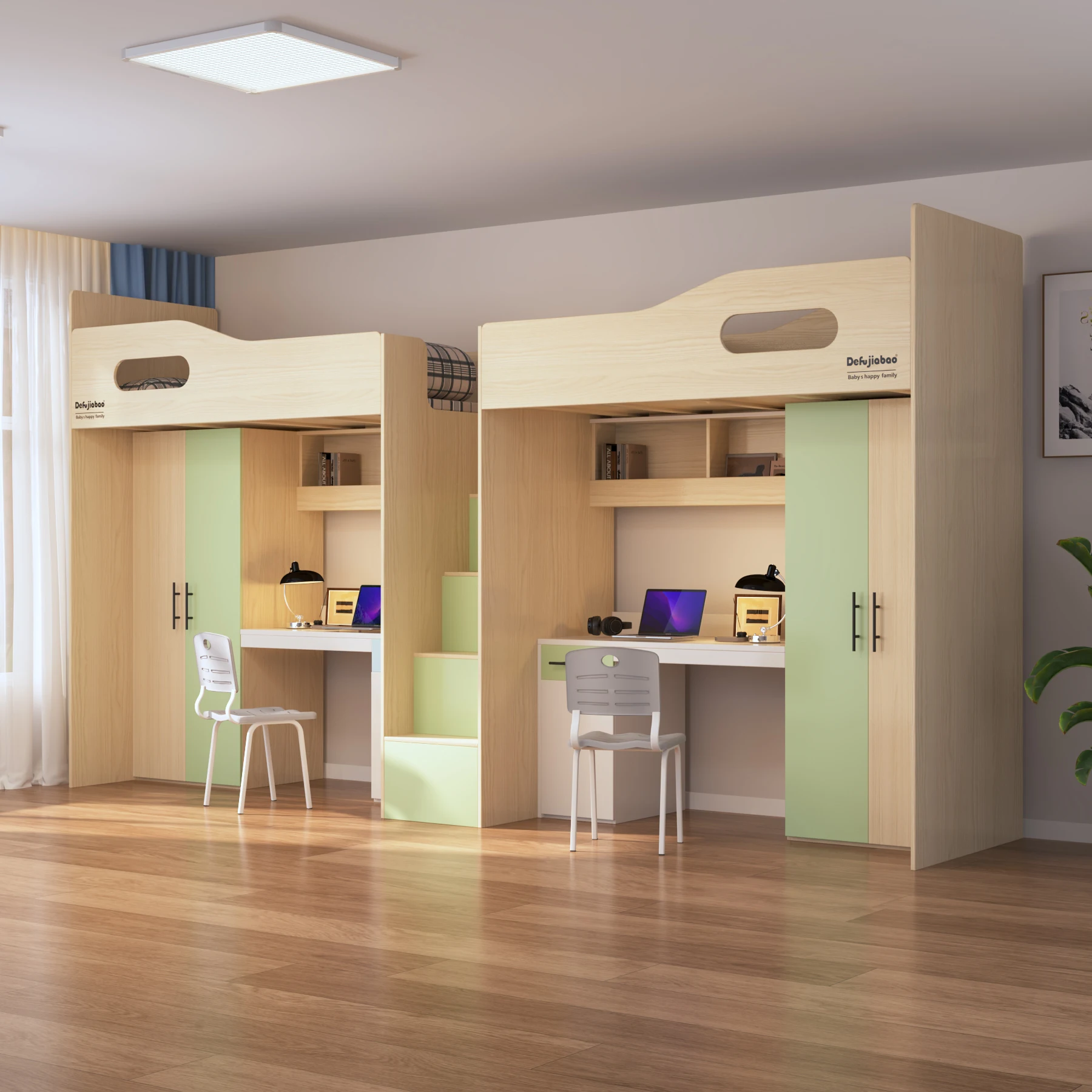 Kids Loft Bed with Desk and Stairs Used in School Home Wood Loft Bed ...