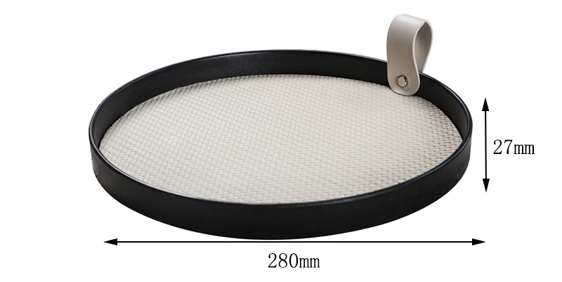 Custom Modern Leather Serving Tray with Light Luxury Round Wooden ...