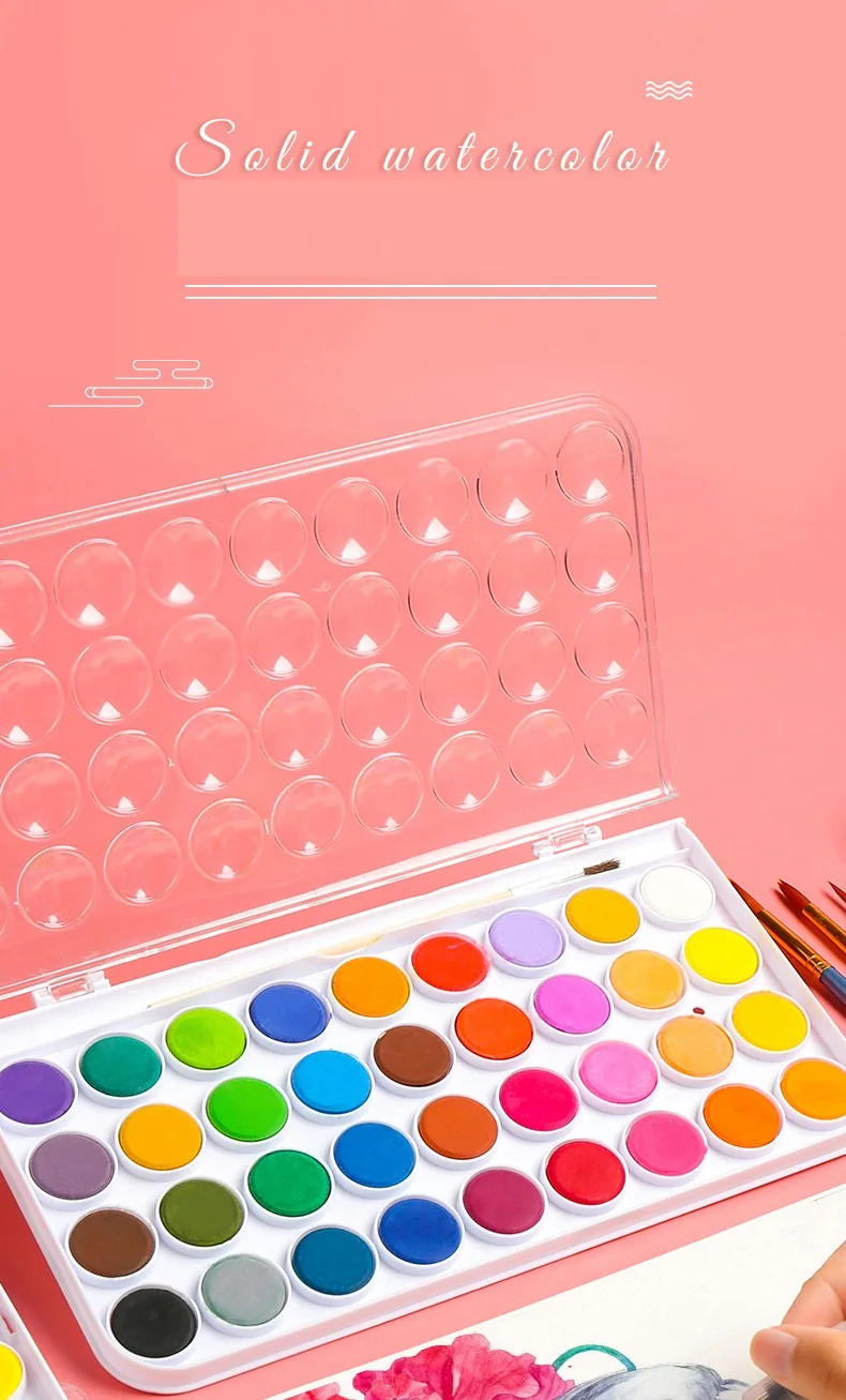 36 Colors Portable Solid Watercolor Paint Set Easy Coloring Non-toxic ...