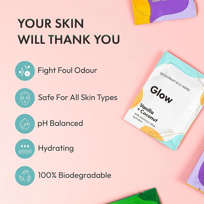 Melly Deodorant Antiperspirant Wipes - Biodegradable & Skin-friendly
