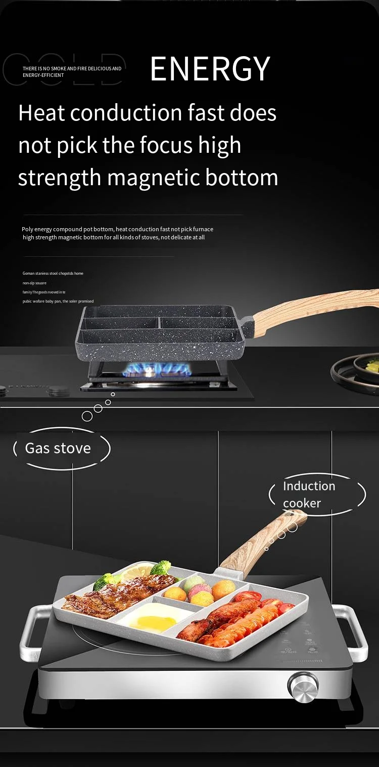 Home Breakfast Pan Multi-griddle Frying Pan Four Grated Medical Stone ...