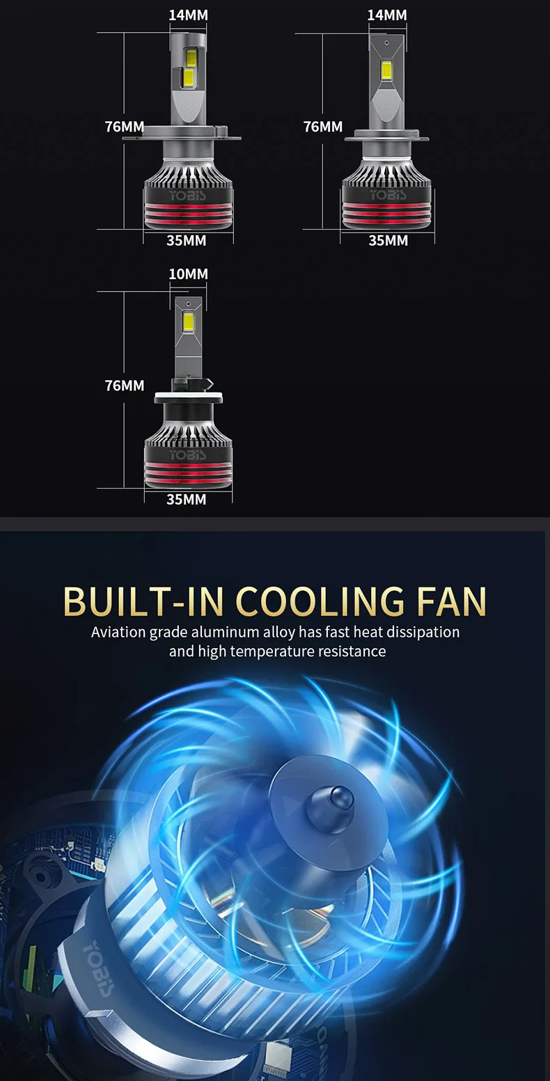 YOBIS 120w LED Headlight Bulbs - Bright, Reliable, and Efficient