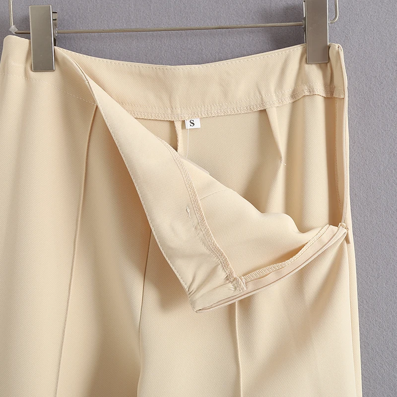 6 Colorway Solid Color Zipper Fly Full Length Casual Fashion Long ...