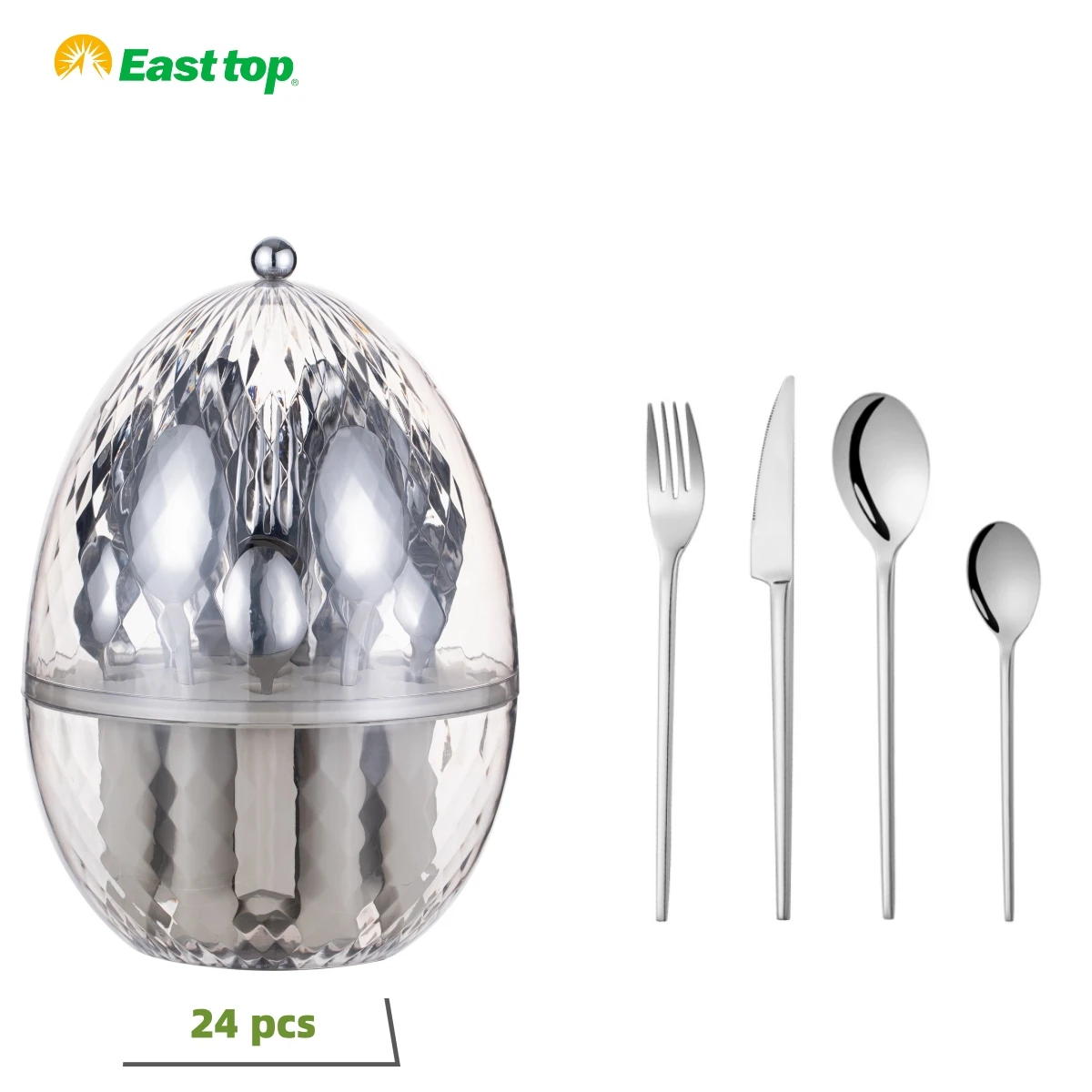 24 Piece Gold Cutlery Set for 6 - Rose Gold, Black & Silver Stainless ...