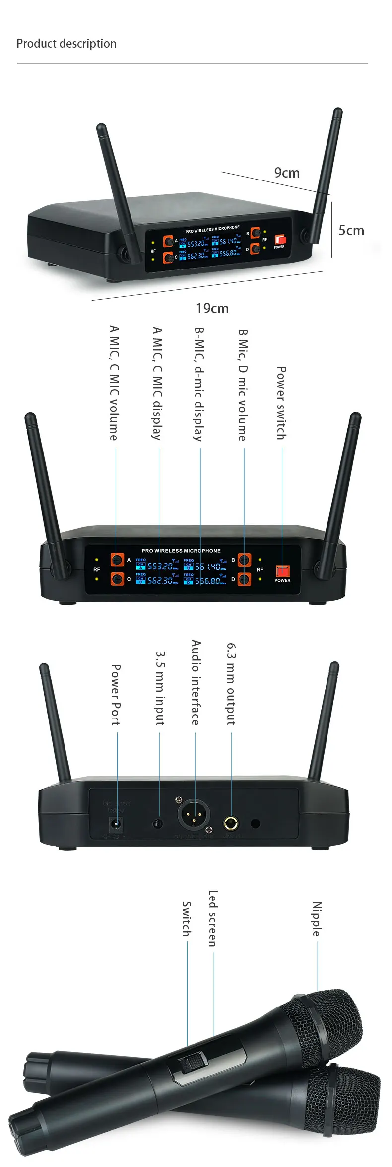 Professional Handheld Wireless Mic Fm Stage Professional Performance ...