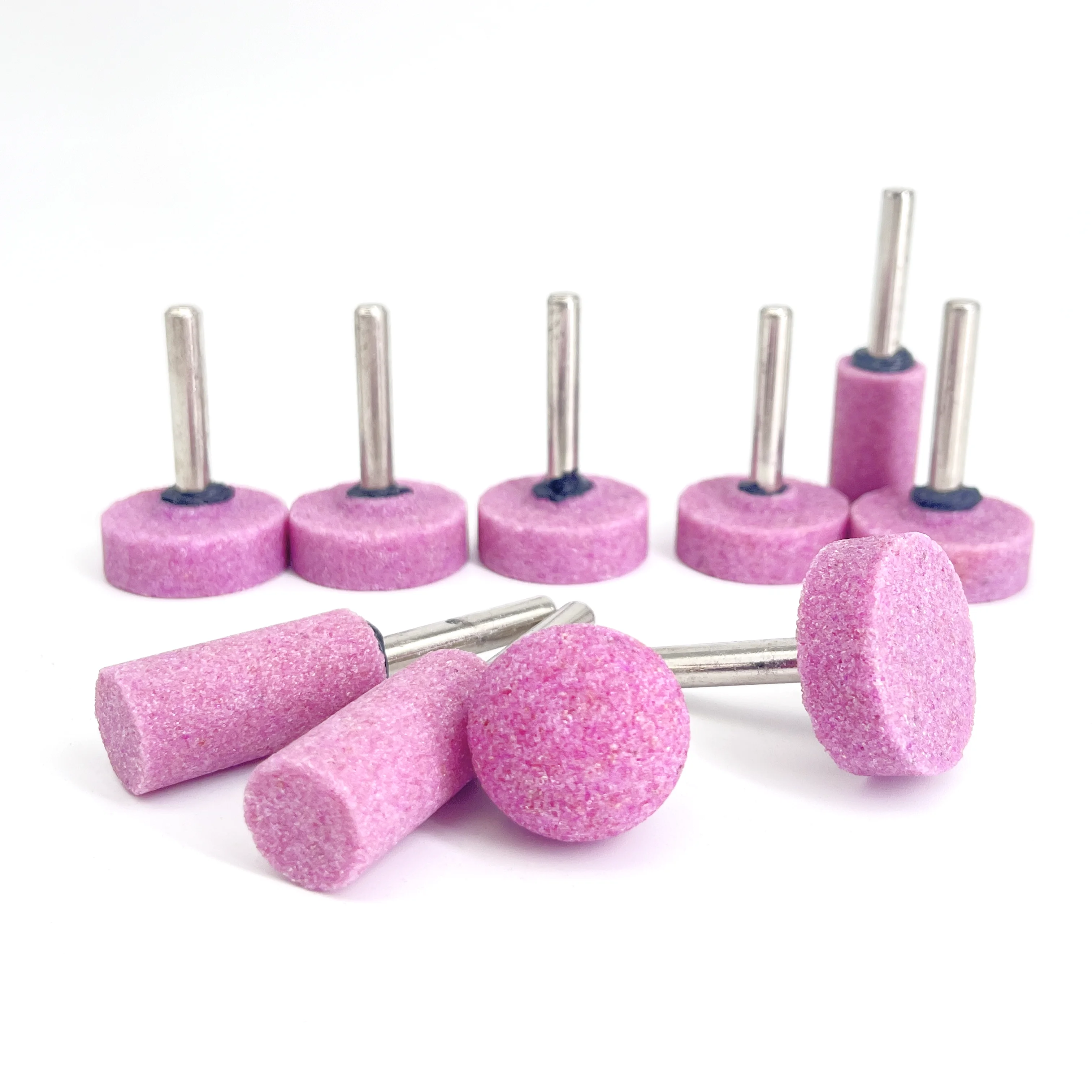 Factory wholesale mounted stone grinding head pink abrasive stone head ...