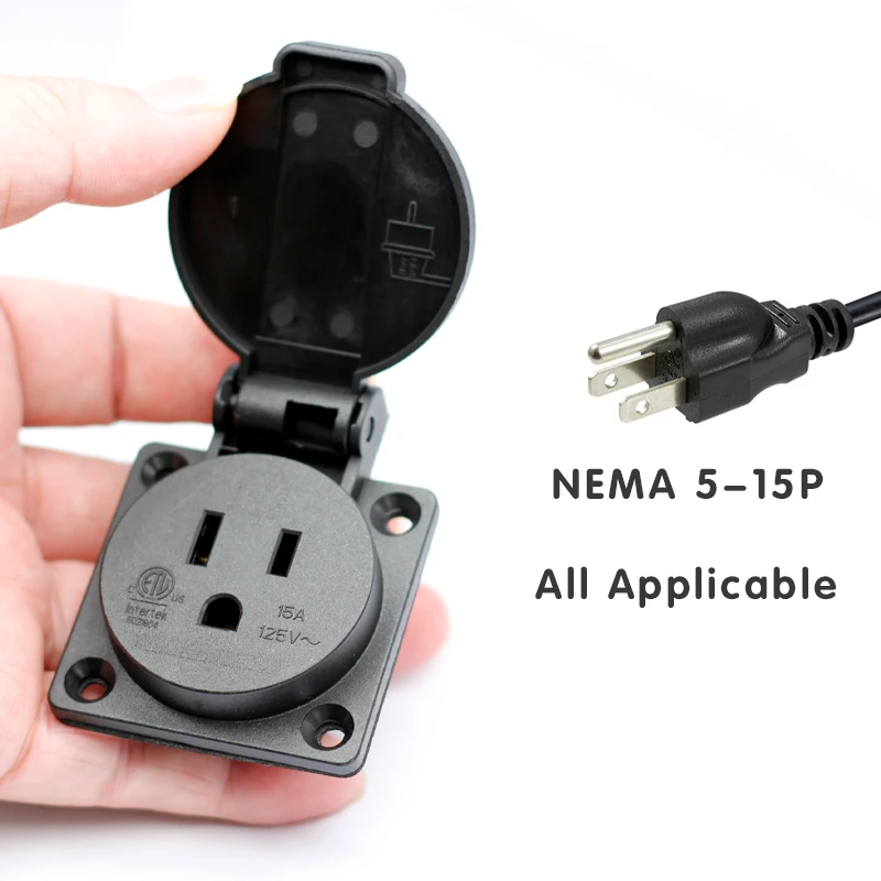 American NEMA 5-15R 15A 125V IP44 US Power Receptacle